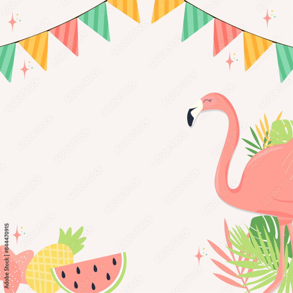 flamingo birthday invitation background Stock Vector | Adobe Stock