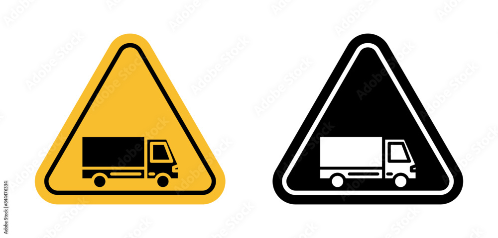 Truck Hazard Warning Sign Ensure Road Safety with Truck Alerts Stock ...
