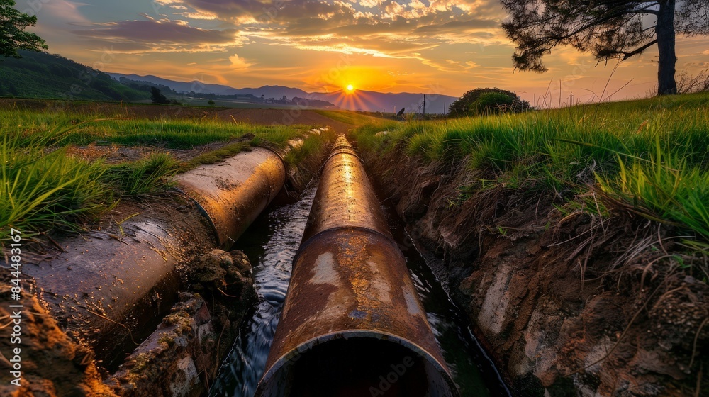 underground drainage systems, pipes, water diversion, house foundation ...
