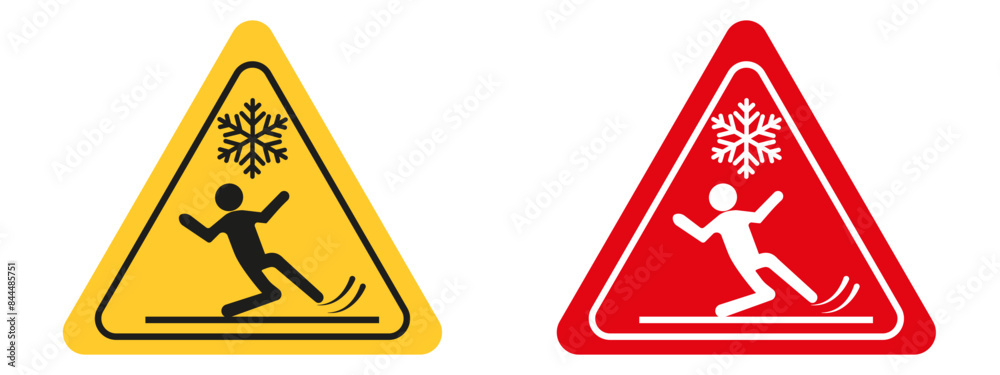 Slippery Ice Hazard Alert Sign Promote Safety in Icy Conditions Stock ...