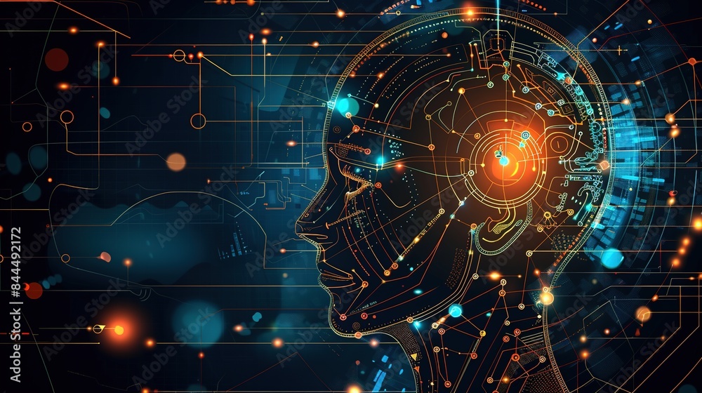 Abstract background of artificial Intelligence technology, machine ...