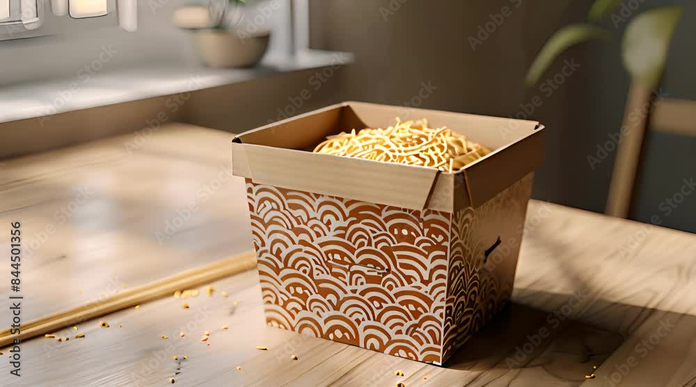 Cardboard noodle box packaging mockup with elegant outer packaging ...