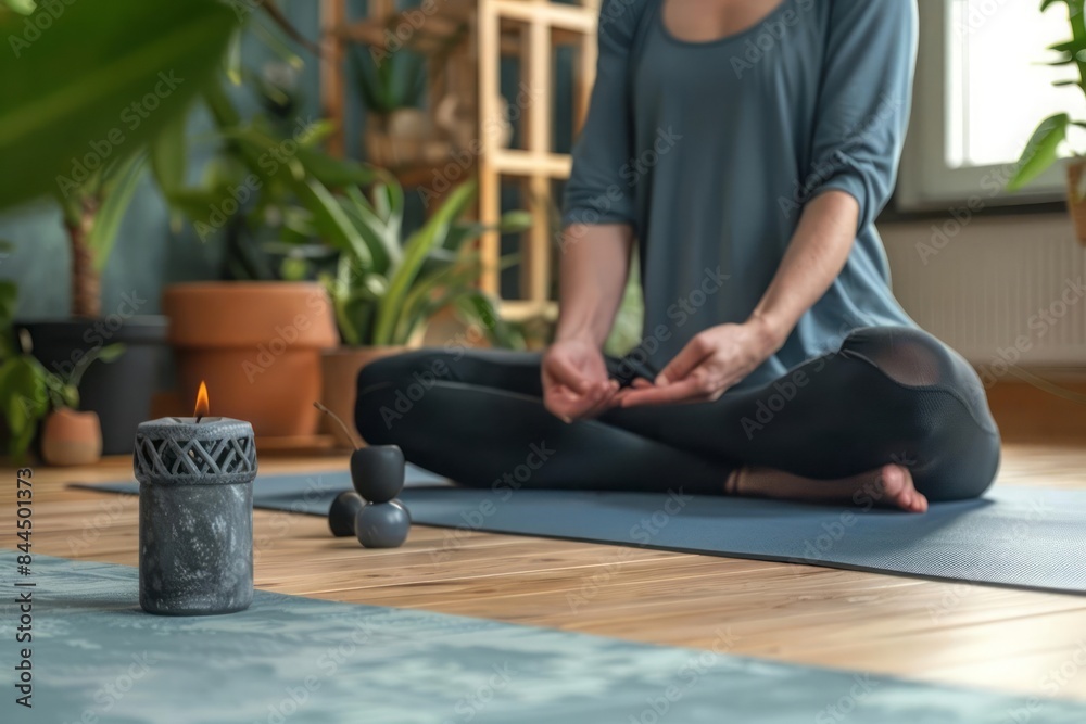 A person practicing deep breathing exercises or progressive muscle ...