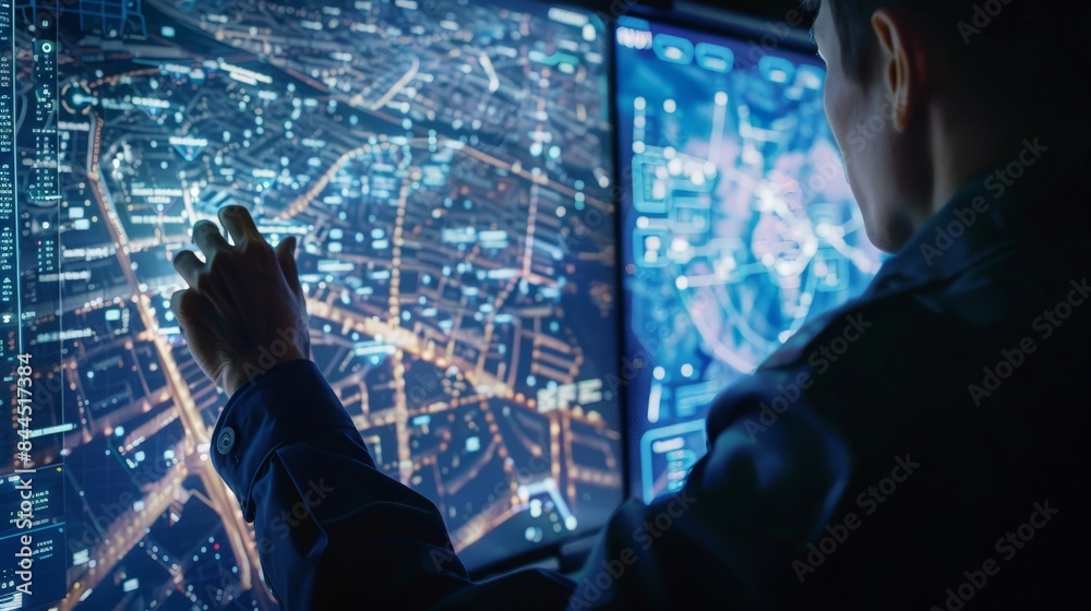 Operator Monitoring Smart City Control Center Screens Stock ...