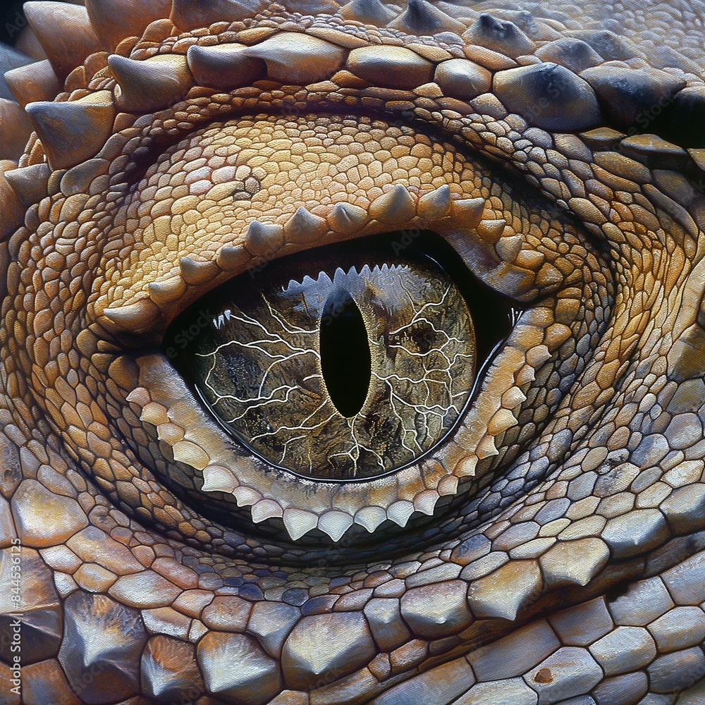 Extreme close-up of a Texas horned lizard's eye, capturing the ...