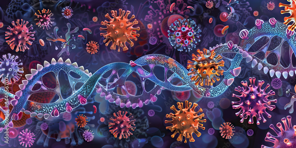 Virus Genome Organization: A diagram showing the organization of the ...