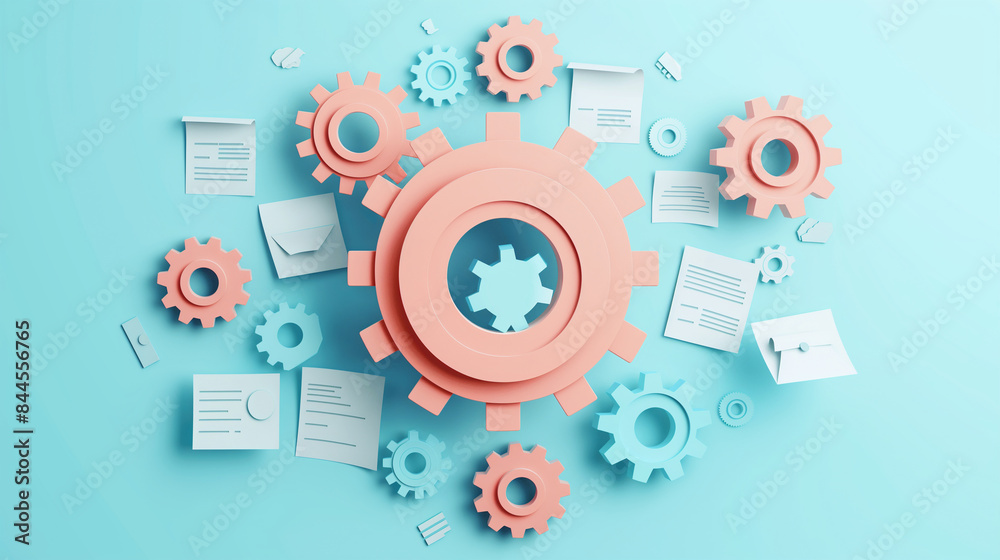 A conceptual visualization of document lifecycle automation, with gears ...