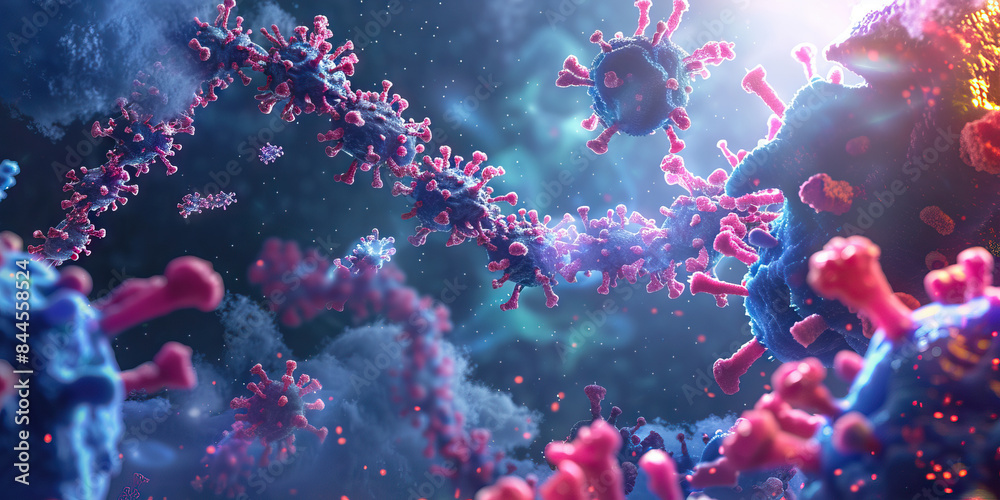 Virus Replication Process: A detailed diagram illustrating the ...
