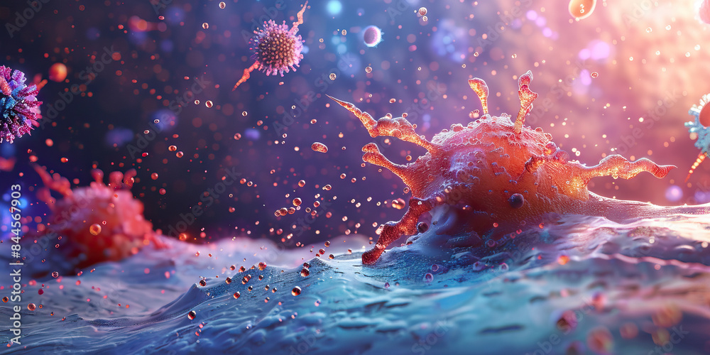 Virus Entry into Cell: A detailed illustration showing the process of the novel virus attaching ...