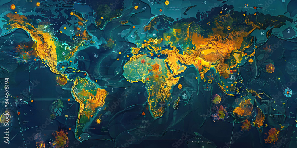 Global Epidemic: A map showing the spread of a new infectious disease ...
