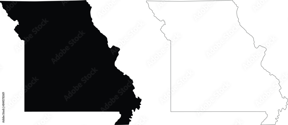 Missouri state outline contour silhouette map Stock Vector | Adobe Stock