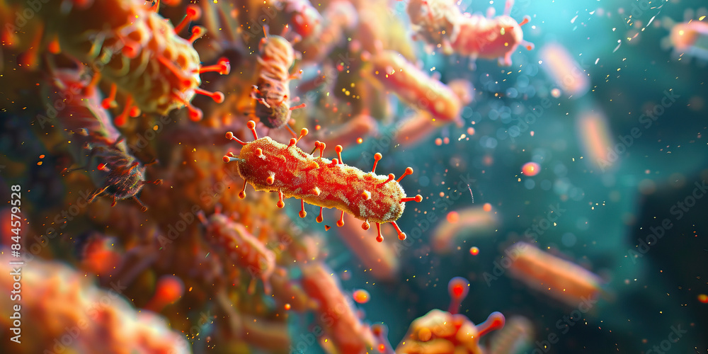 Bacterial Biofilm: A close-up of a bacterial biofilm, showing a ...
