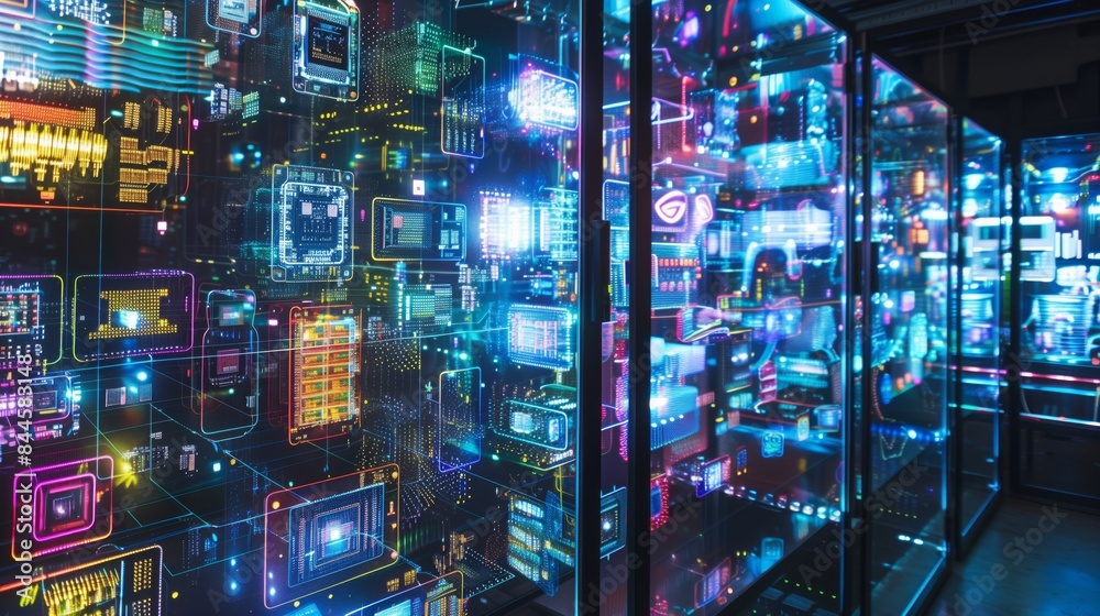 Next-gen computer chips and processors, illuminated dynamically under ...