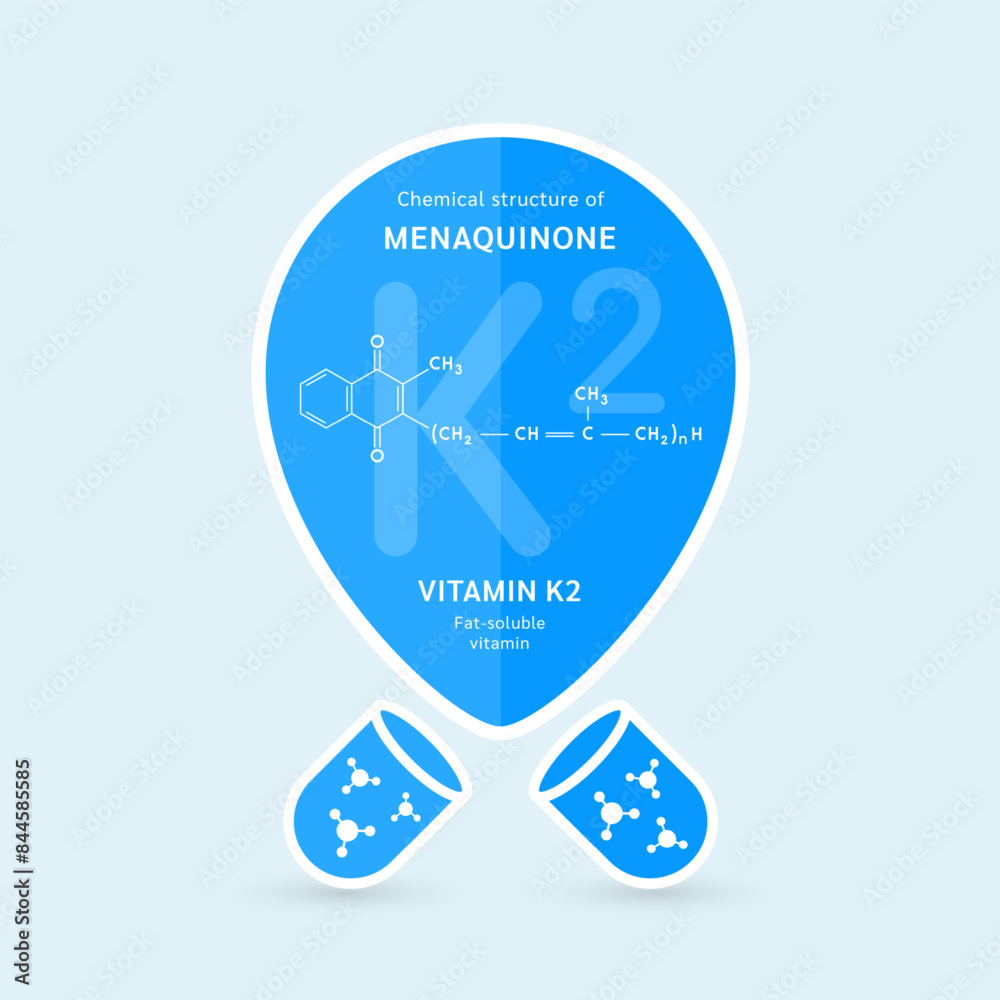 Chemical structure of Menaquinone or Vitamin K2. Fat soluble vitamins ...