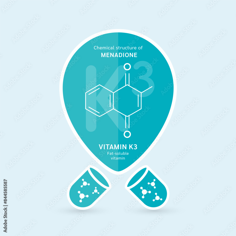 Chemical structure of Menadione or Vitamin K3. Fat soluble vitamins ...