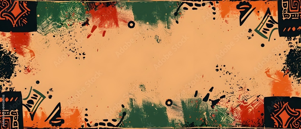 Juneteenth Inspired Doodle Border Design with Afrocentric Symbols and ...