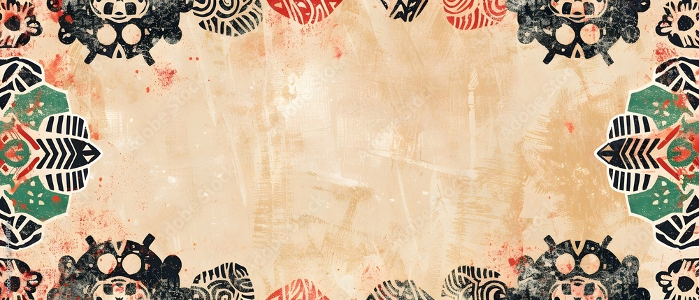 Juneteenth Freedom Doodle Border Design in Earthy Tones with Adinkra ...