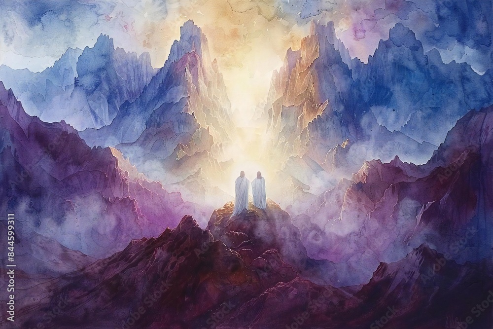 The glorious Transfiguration of Jesus on the mountain with Moses and ...