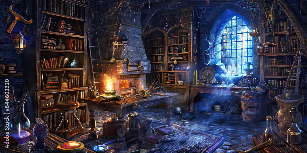 The Wizard's Workshop: Where Runes are Born - An image of a wizard's workshop filled with ...