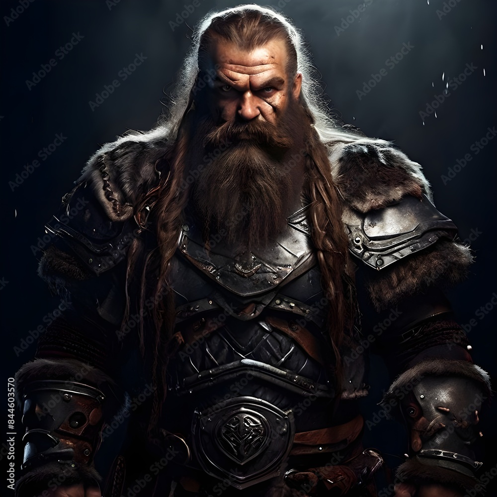 Mighty Dwarf: A Portrait of a Grim Warrior with Braided Beard Stock ...