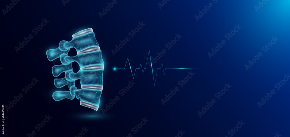 Spine joint bone human organ skeleton anatomy in form style polygon low ...