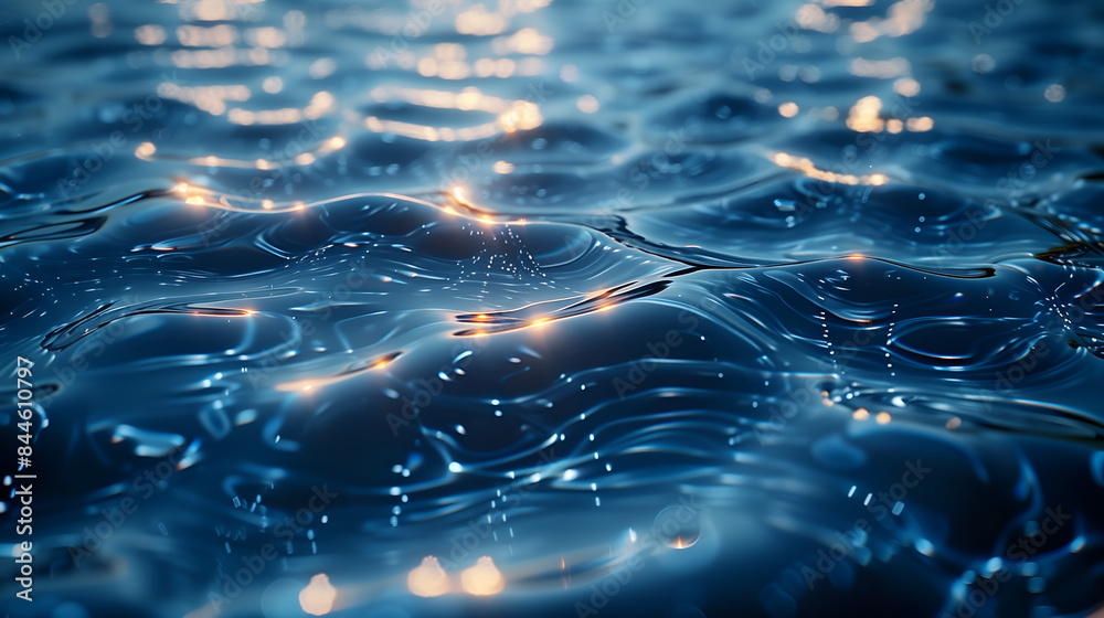 Water texture background with ripples and sparkling reflection, vibrant ...