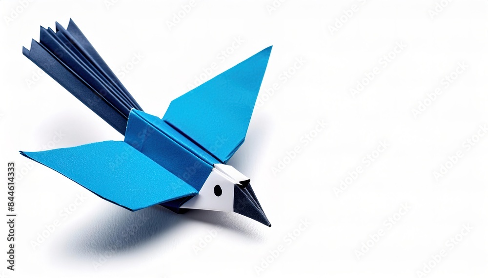 Animal concept origami isolated on white background of a blue jay ...