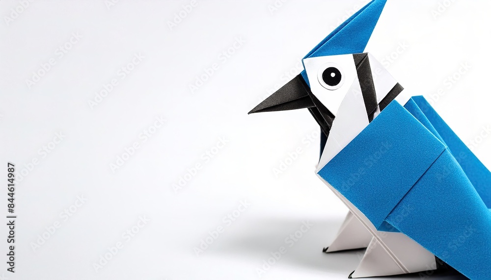Animal concept origami isolated on white background of a blue jay ...
