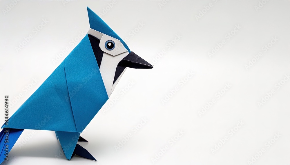 Animal concept origami isolated on white background of a blue jay ...