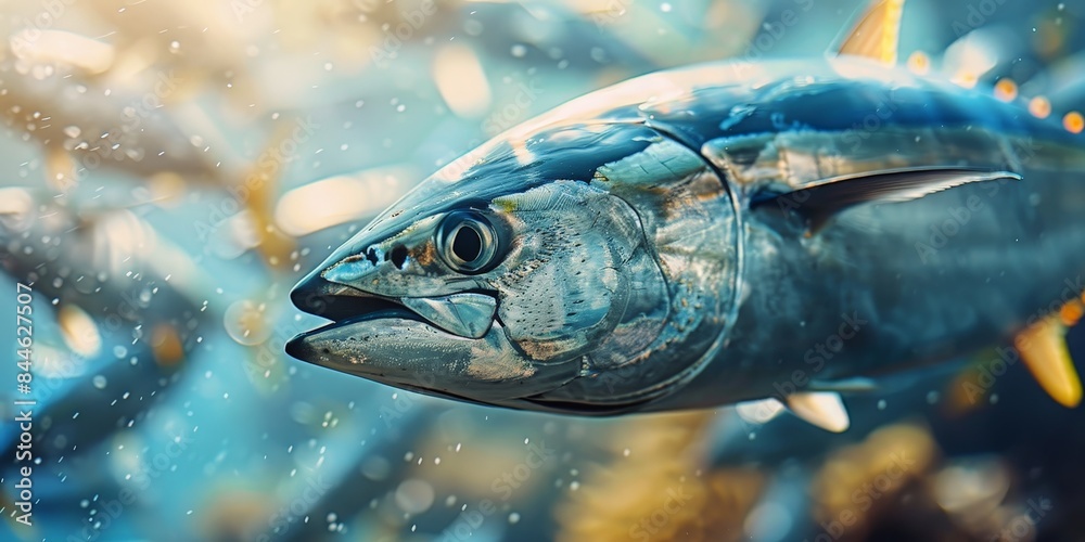 Realistic bluefin tuna fish with detailed scales and fins, showcasing ...