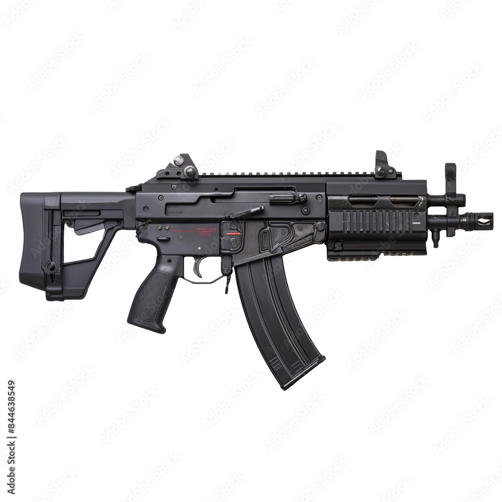 assault rifle isolated on transparent png background. A black and red ...