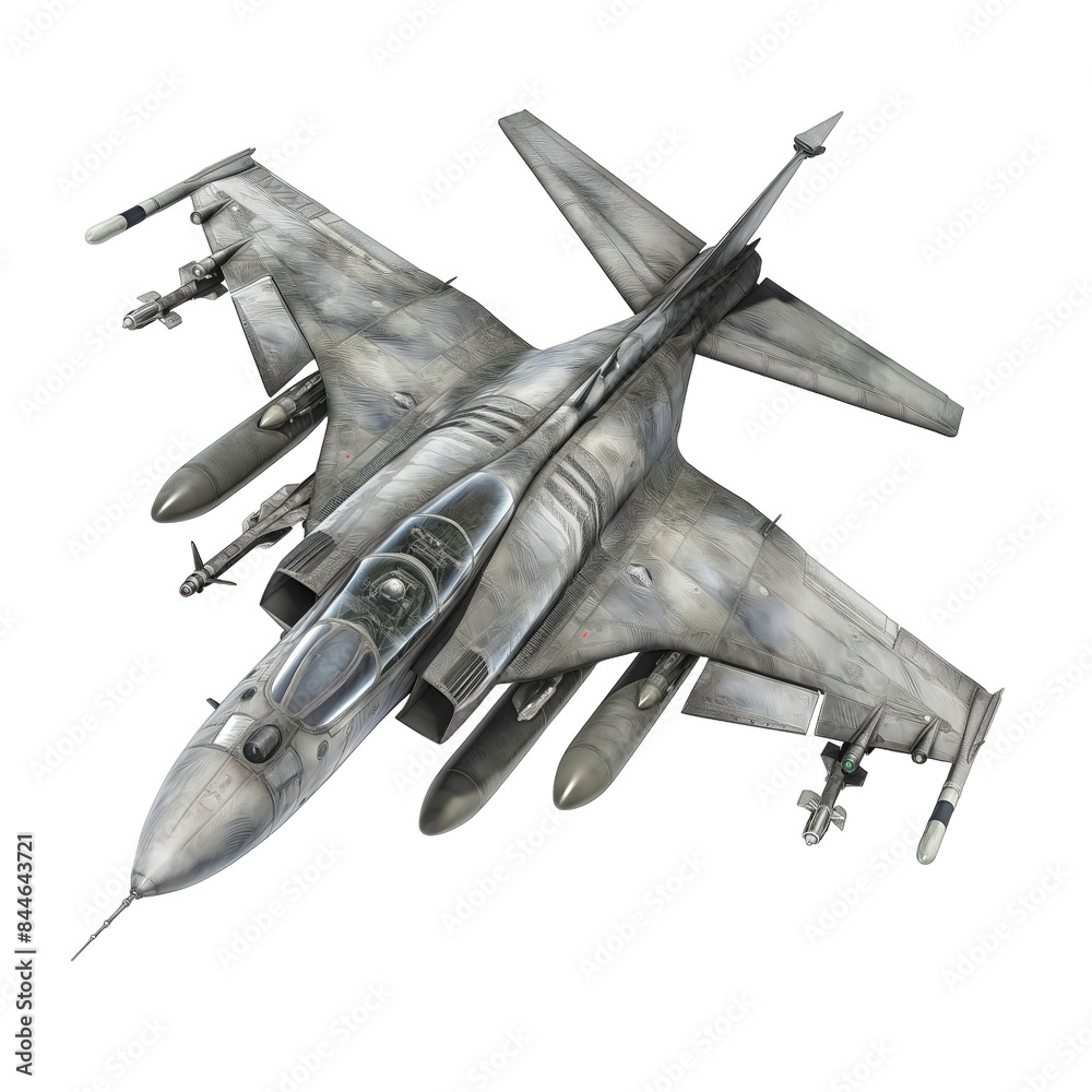 Harrier Jump Jet isolated on transparent png background. A silver ...