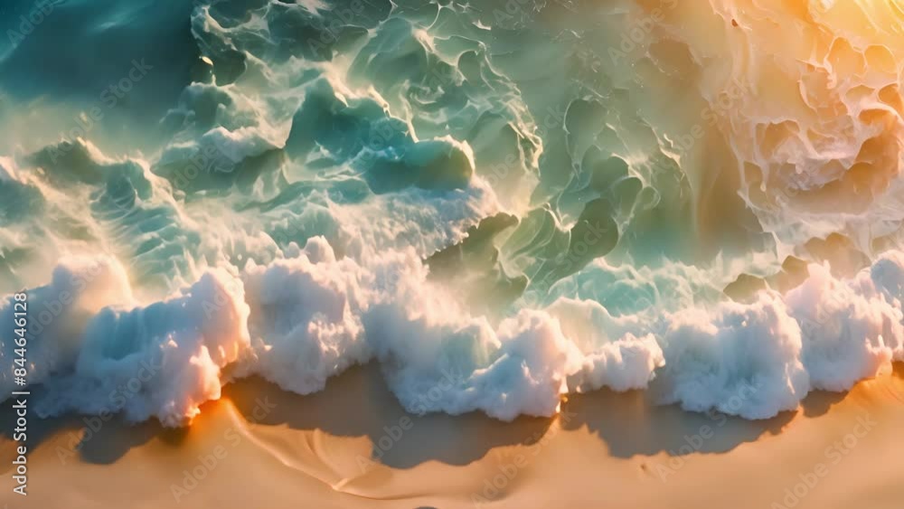 Ocean wave ariel view tropical Island. Beautiful white sandy beach with ...