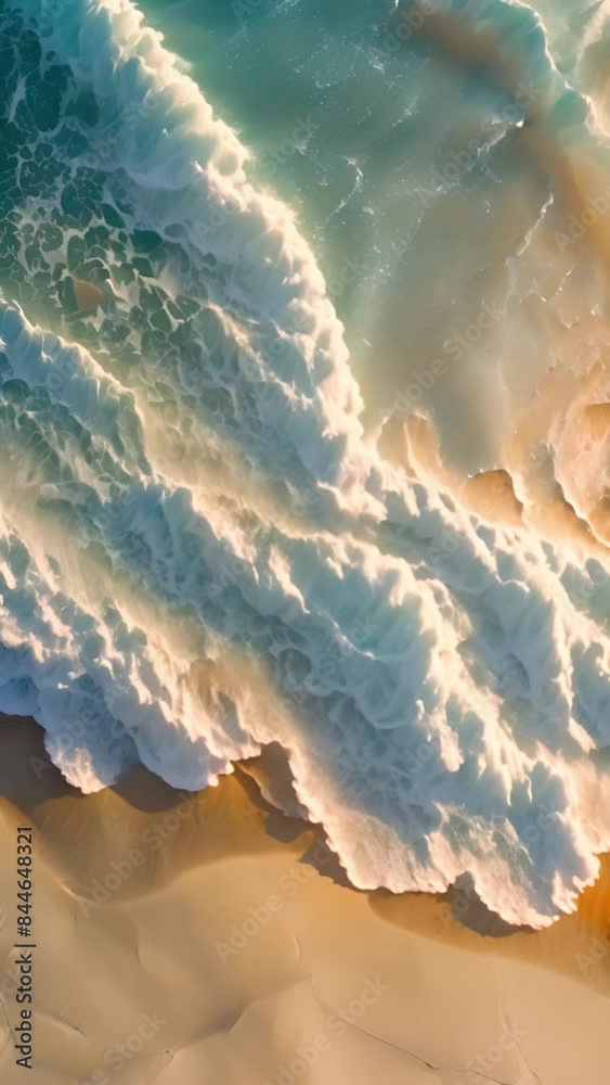 Ocean wave ariel view tropical Island. Beautiful white sandy beach with ...