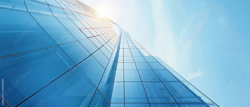 high-tech building boasts a glass facade adorned with aluminum panels ...