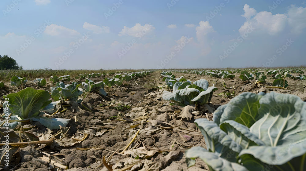 Drought vegetable dry field land cabbage leaf green cole crop white ...