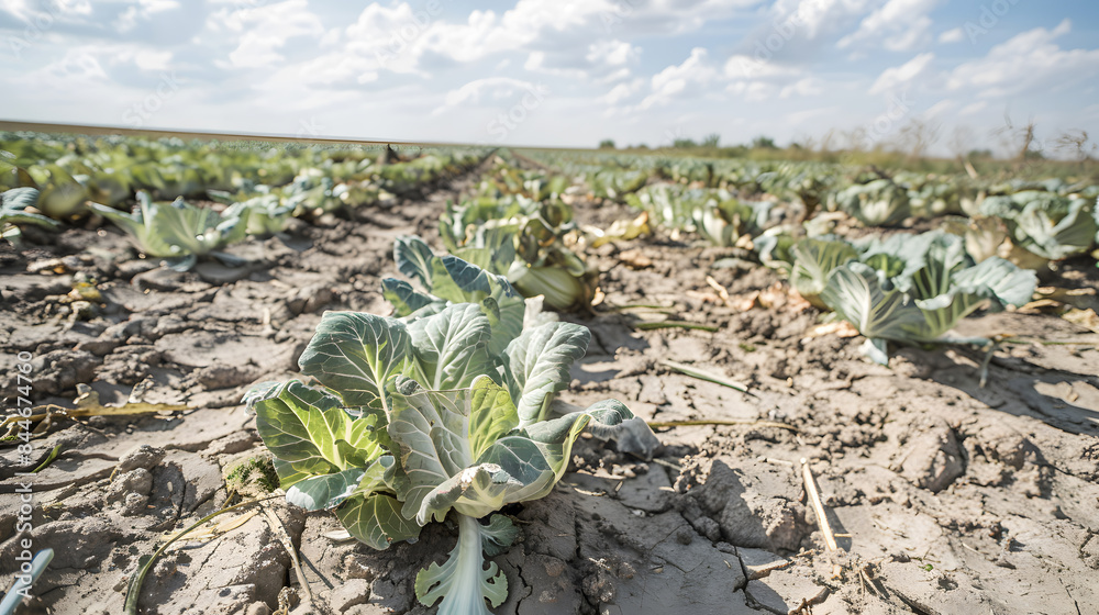 Drought vegetable dry field land cabbage leaf green cole crop white ...