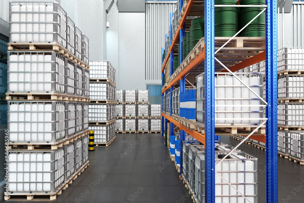 Warehouse petrochemical enterprise. Storehouse with tanks for liquids ...