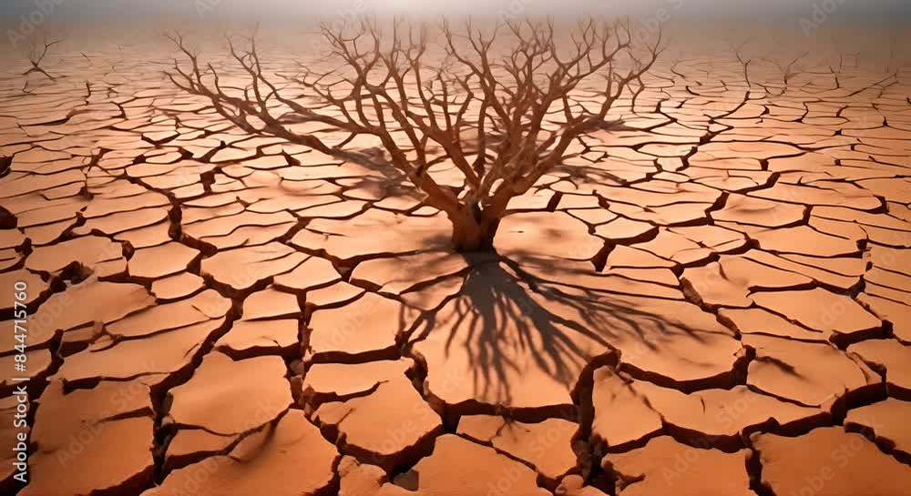 Dry cracked land due to climate change causing desertification and droughts Concept Climate ...