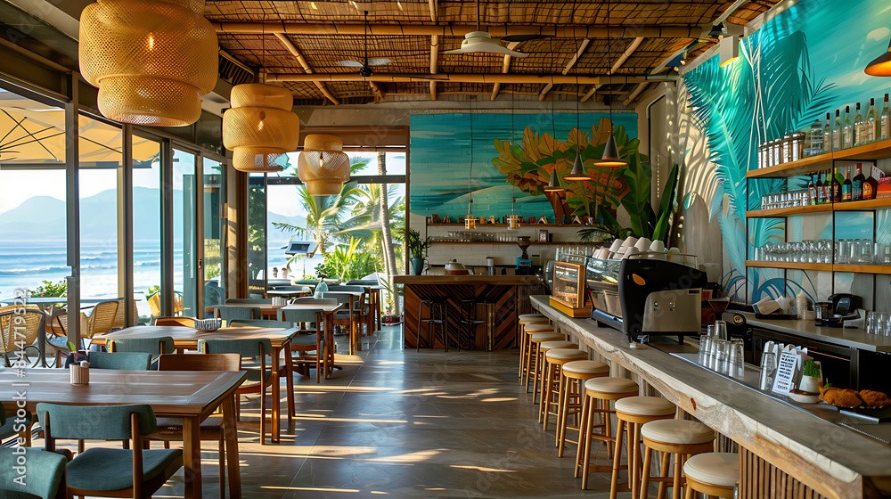 Coffee shop on the beach, wallpaper, enjoying the taste of coffee and ...