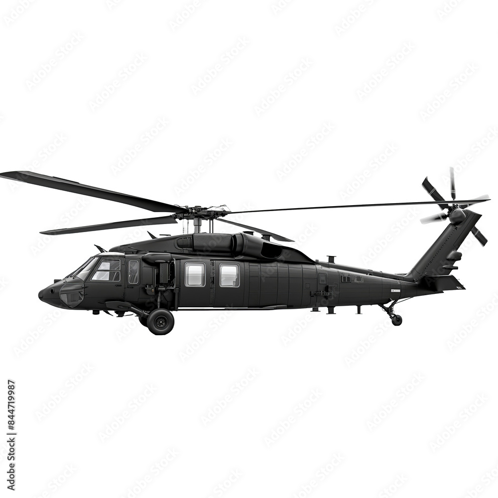 UH-60 Black Hawk helicopter isolated on transparent png background. A ...