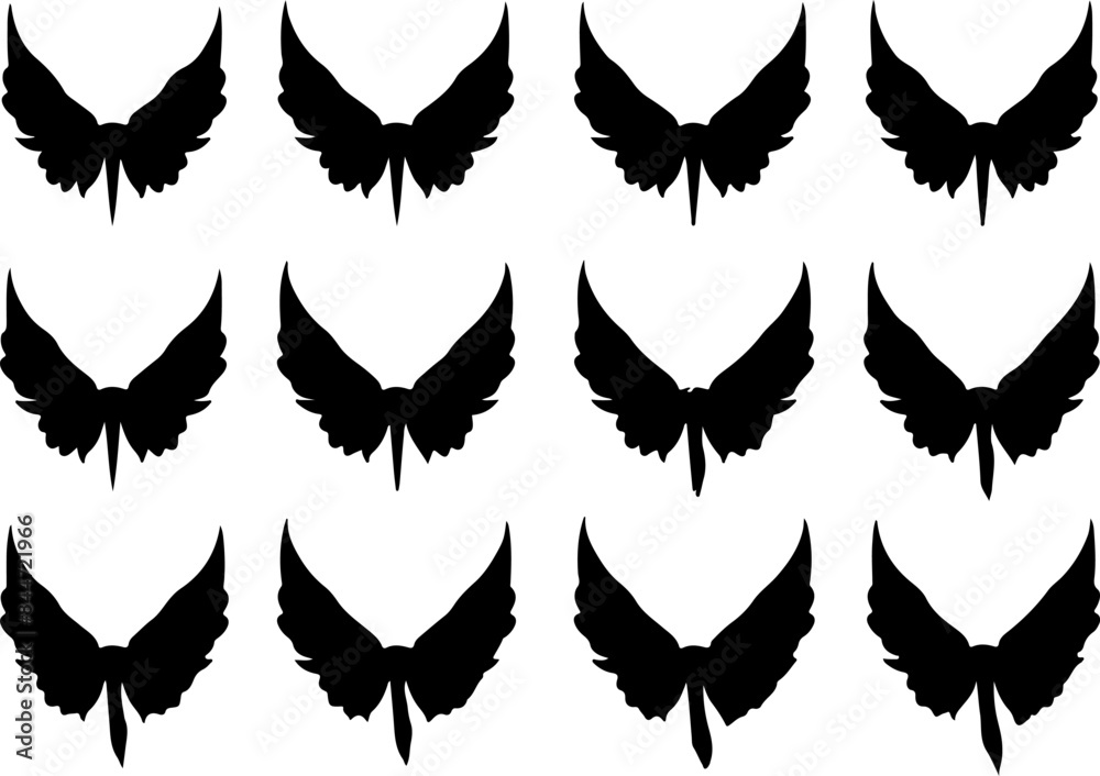 Set of black Angel wings icons. Wings badges. Vintage Angel Wings ...