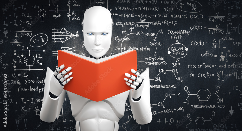 MLP 3d illustration 3D illustration of robot humanoid reading book and ...