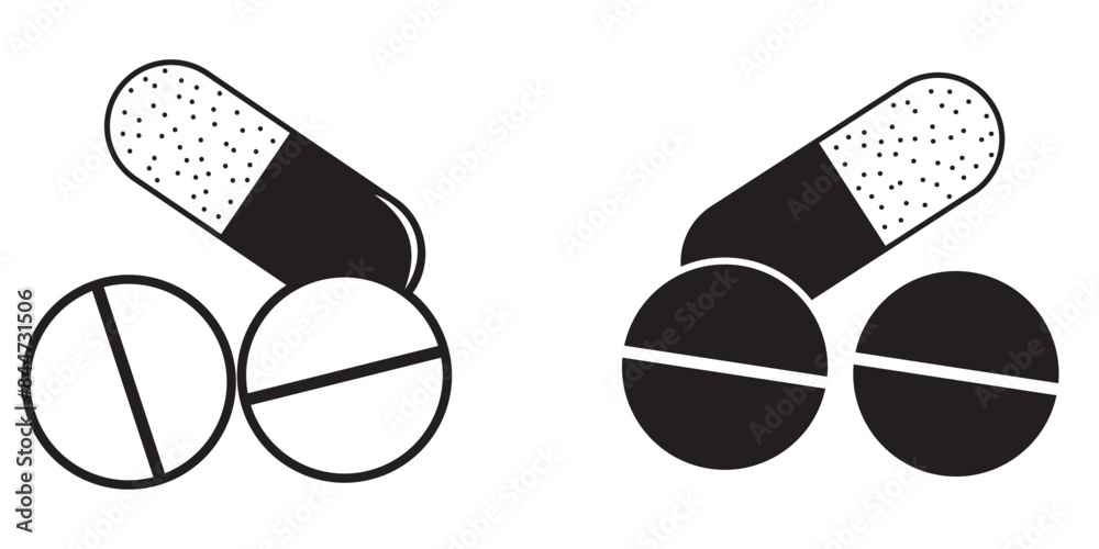 Tablet symbol, logo, Drug sign and symbol. Pills icon set, vector ...