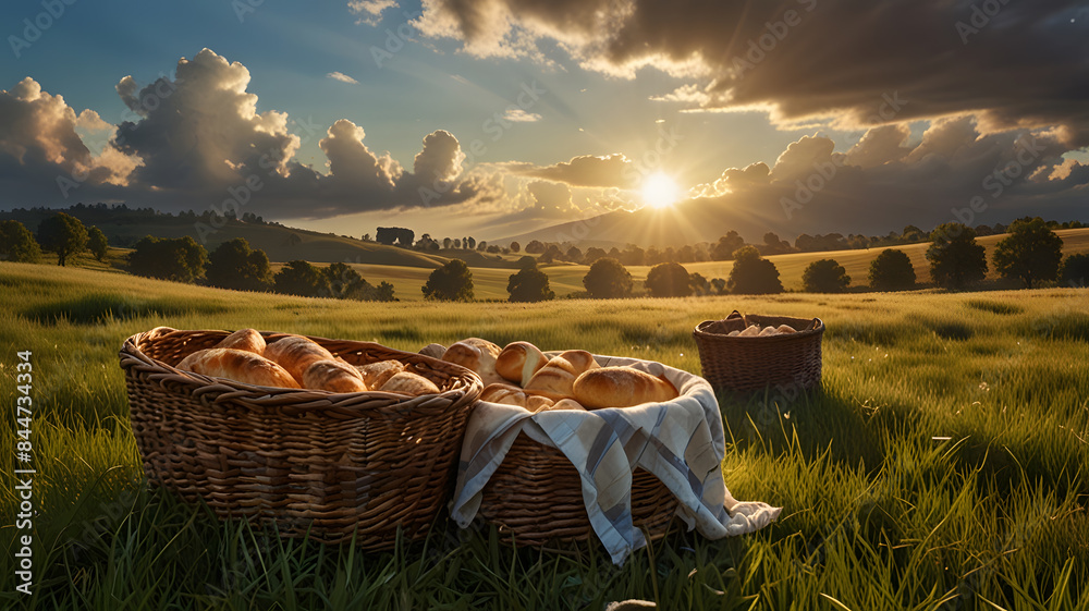 Bible story of Jesus' miracle concept of the loaves and fishes used in ...