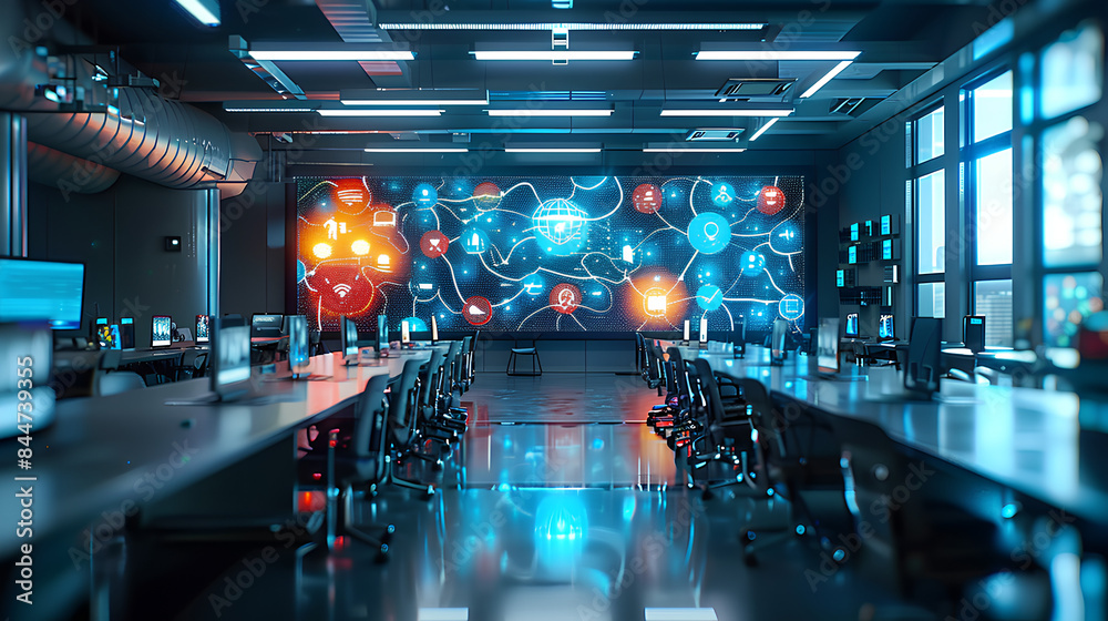 Futuristic Classroom with Interactive Digital Whiteboards and Teaching ...