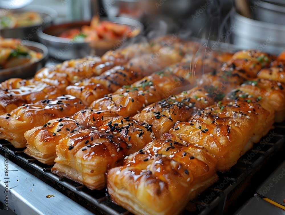 Steaming Hotteok Pastries from a Traditional Korean Street Vendor's ...