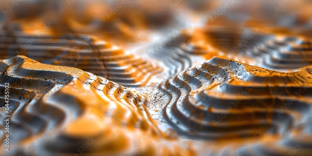 Illustrated topographic map highlighting terrain features such as ...