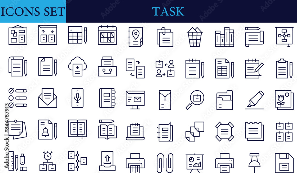 Vetor de Task Line Editable Icons set. Vector illustration in modern ...