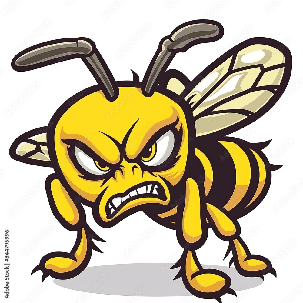 Angry hornet, wasp, or bee mascot clip art. Vector illustration with ...